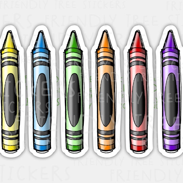 Crayon Stickers - Etsy