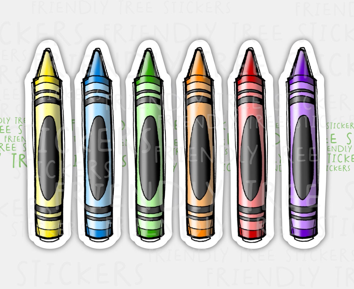 6 Crayon Stickers Teacher Stickers Back to School Stickers | Etsy