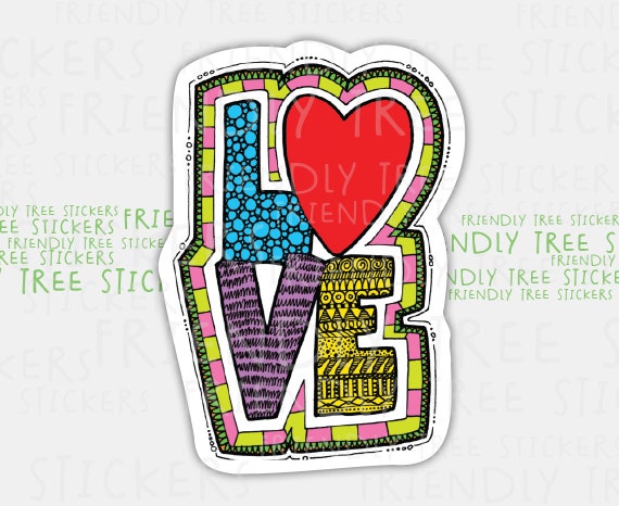 3 Love Doodle Sticker Love Sticker Hand Drawn Sticker | Etsy