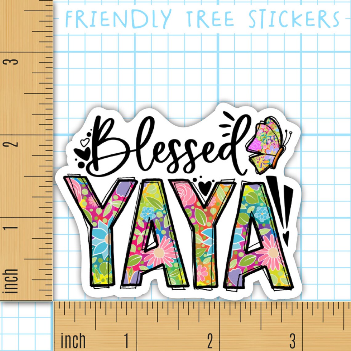Blessed Yaya Sticker: Floral Waterproof Decal - 3" - 495 - Etsy