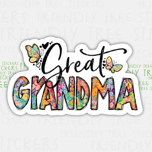 3" Great Grandma Sticker, Hand Drawn Stickers, Grandma Sticker, Grandma ...