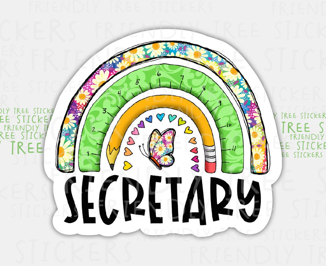 3" Secretary Rainbow Sticker, School Secretary Sticker, School Stickers ...