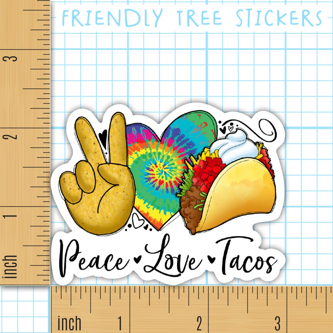 3 Peace Love Tacos Sticker Taco Tuesday Taco Sticker - Etsy