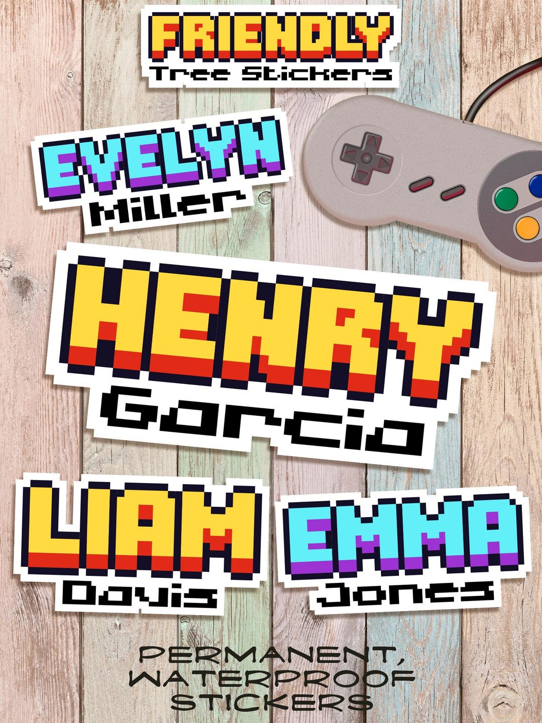 Personalized 8-bit Gamer Name Sticker: Retro Waterproof Vinyl Decal - Etsy