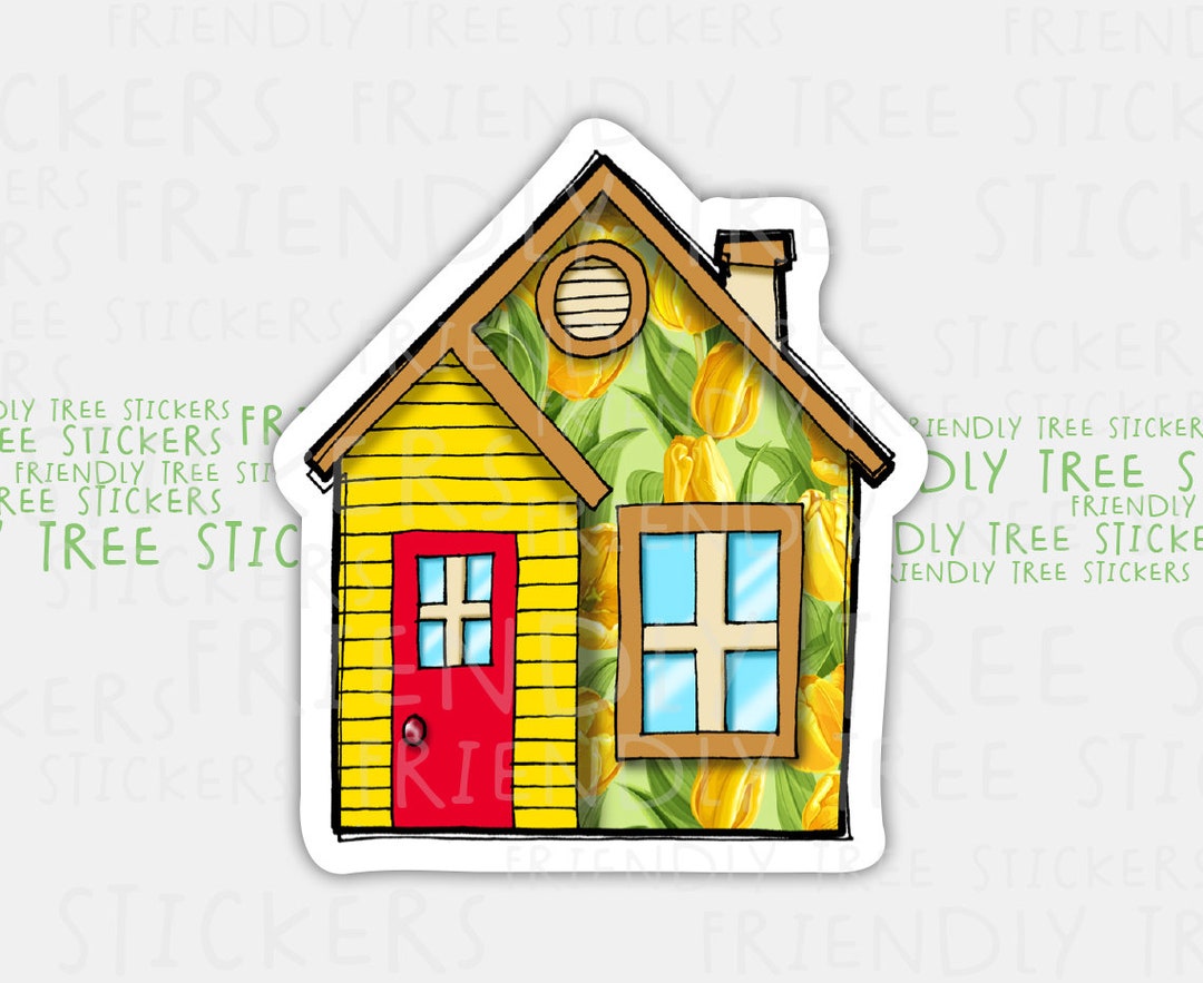3 House Sticker, Home Sticker, Scrapbook Sticker, Hand Drawn Sticker ...