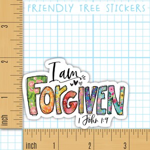 3" I Am Forgiven Sticker, Christian Sticker, Bible Verse Sticker, Faith ...