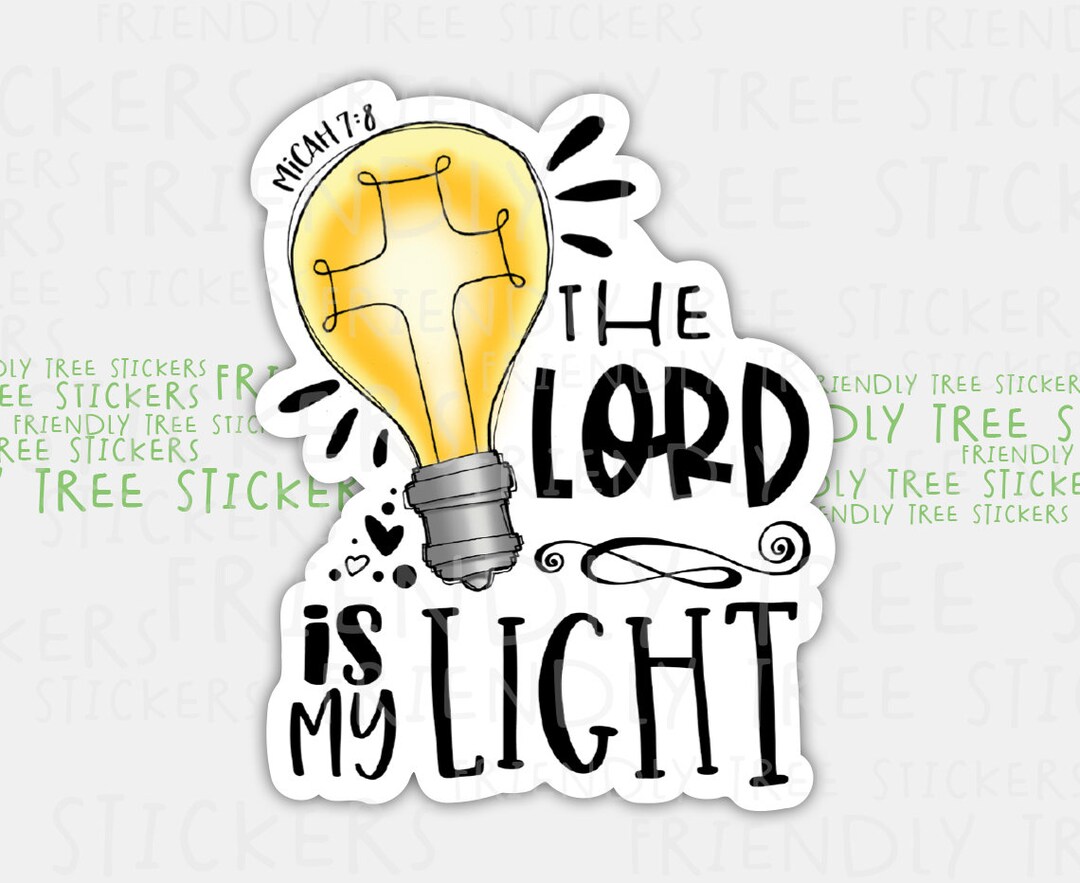 3" the Lord is My Light Sticker, Cross Sticker, Scripture Sticker ...