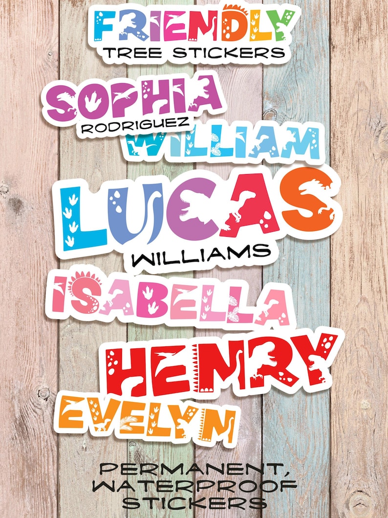 Personalized Dinosaur Name Sticker: Waterproof Kids Dino Decal - Etsy