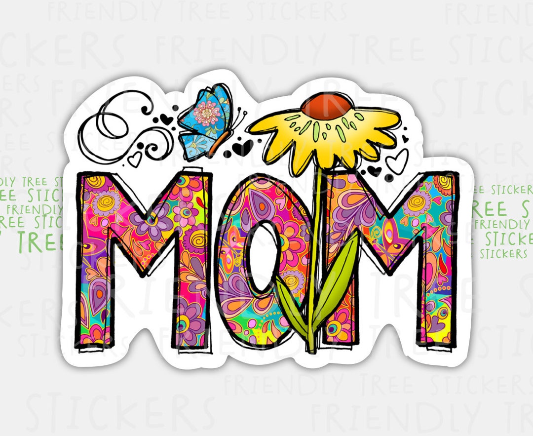 3" Mom Sticker, Mom Sticker, Mom Decal, Hand Drawn Sticker, Mom Gift ...