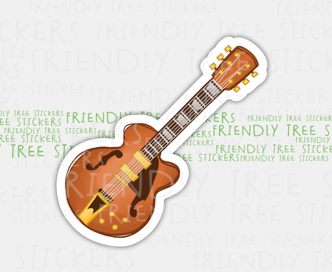 3 Semi Acoustic Guitar Sticker is Hand Drawn and Will Be a Wonderful ...