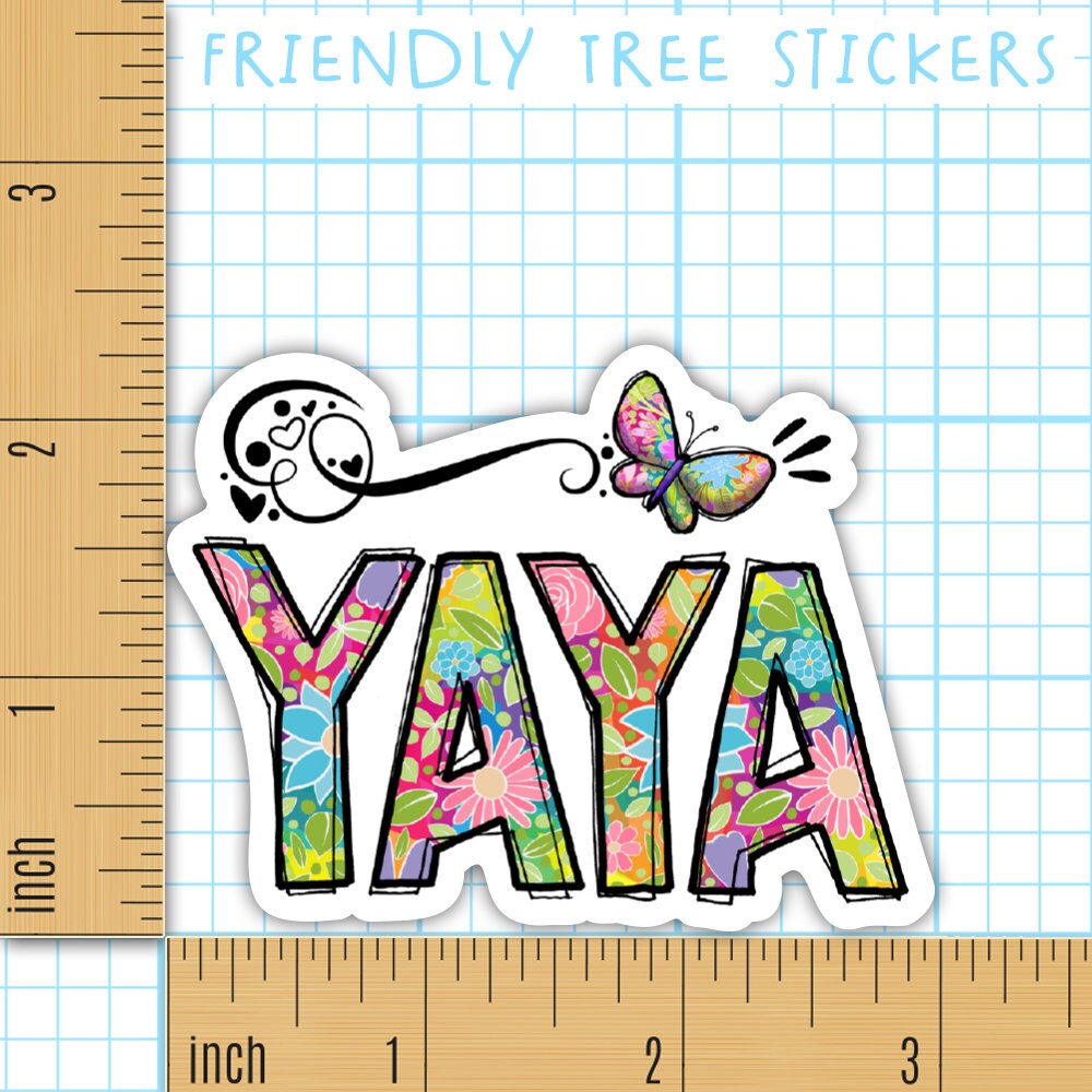 Floral Yaya Sticker: Waterproof Hand-drawn Decal - Etsy