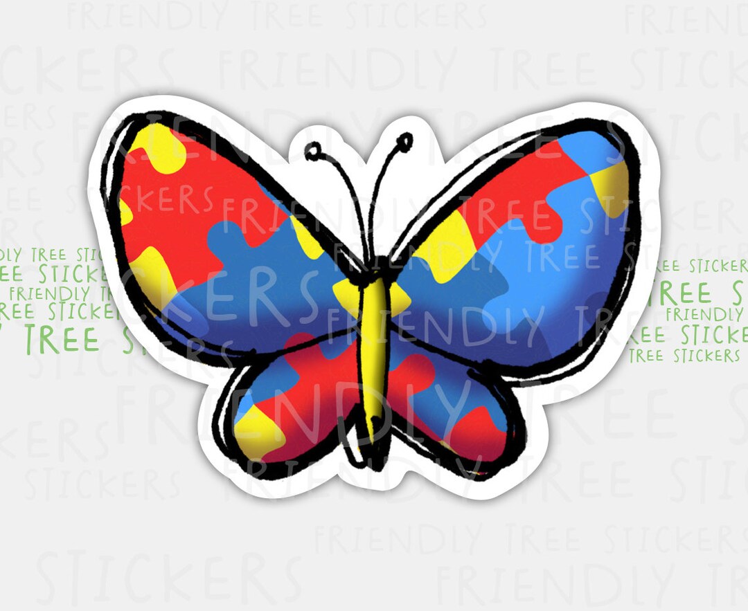 3 Autism Butterfly Sticker, Butterfly Decal, Butterflies Sticker, Hand ...