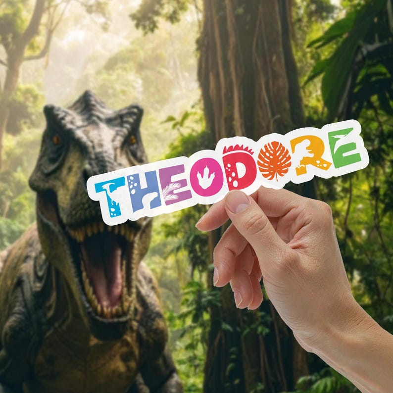 Personalized Dinosaur Name Sticker: Waterproof Kids Dino Decal - Etsy