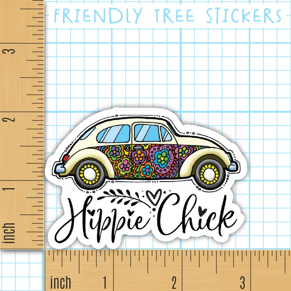 Hippie Chick VW Bug Sticker - Waterproof Vinyl Decal - Etsy