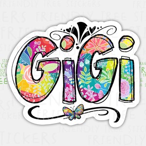 Floral Gigi Sticker: Waterproof Vinyl Decal, Gift for Gigi - Etsy
