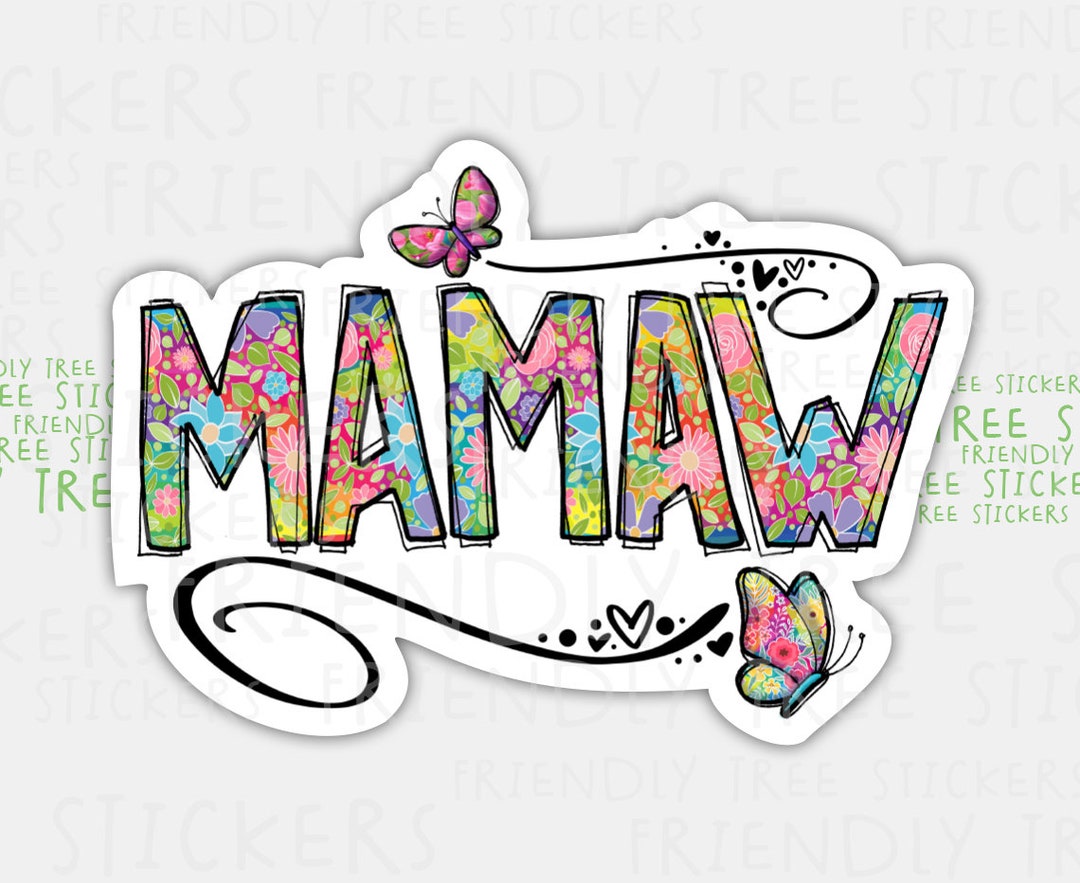 Mamaw Sticker: Floral Butterfly Design, Waterproof Decal (3") - Etsy