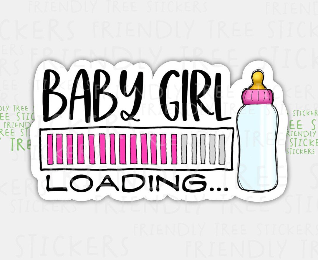 3 Baby Girl Loading Sticker, Bottle Sticker, Baby Girl Stickers, Baby ...