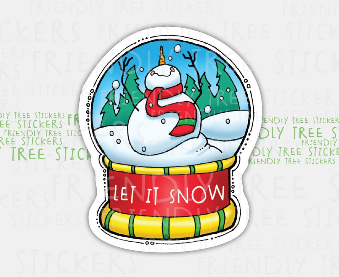 3 Let It Snow Snow Globe Sticker, Christmas Stickers, Holiday Stickers ...