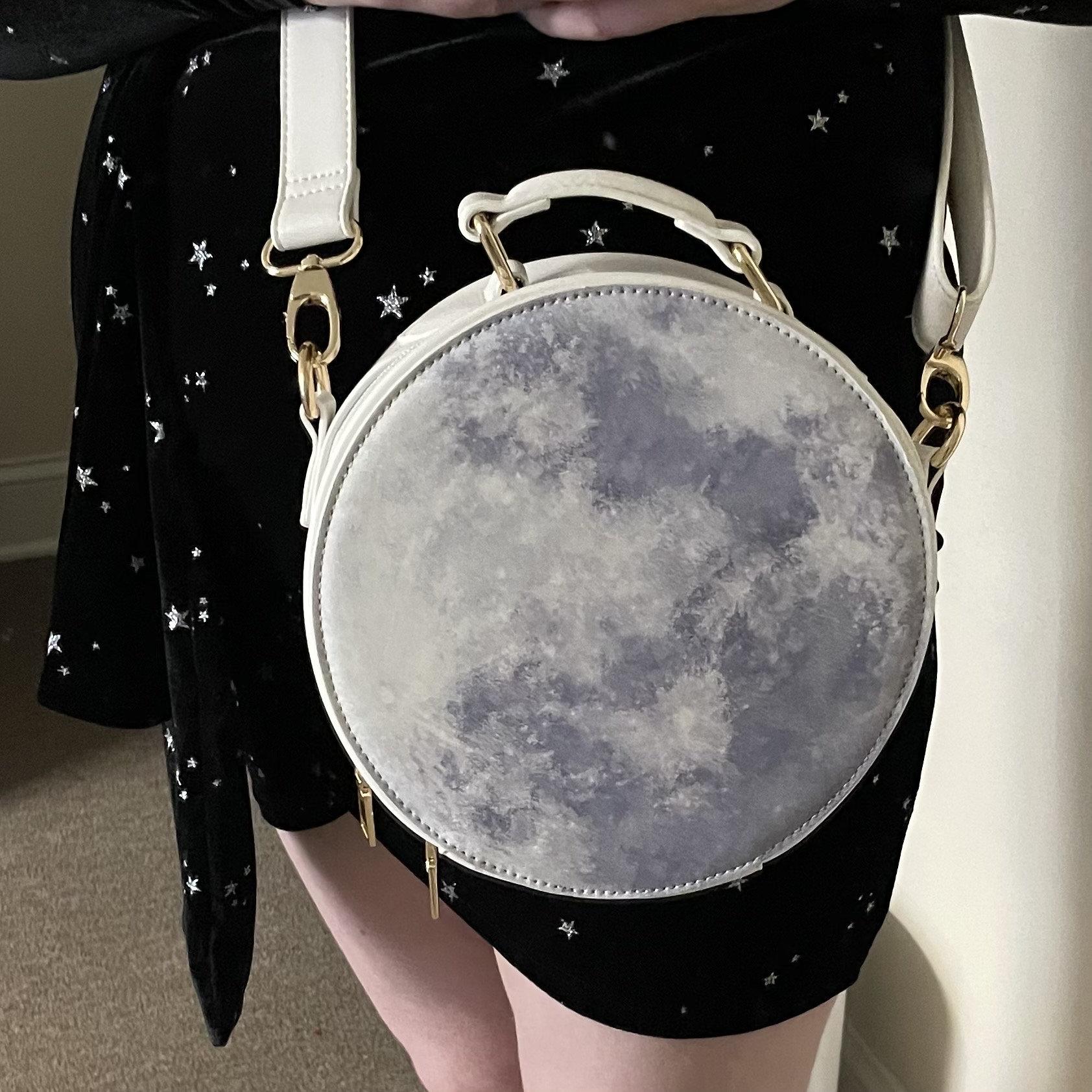 Watercolor Full Moon Purse - White or Blue - Made of Vegan Leather ...