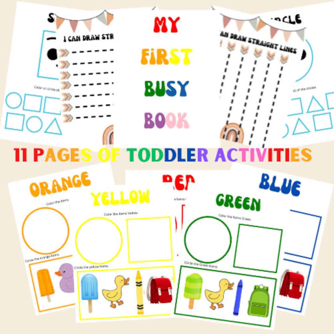 Toddler Busy Book, Simple Worksheets for Toddler, Learning Shapes ...