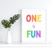 One is Fun First Birthday Party Decor and Invitation Bundle, Rainbow ...