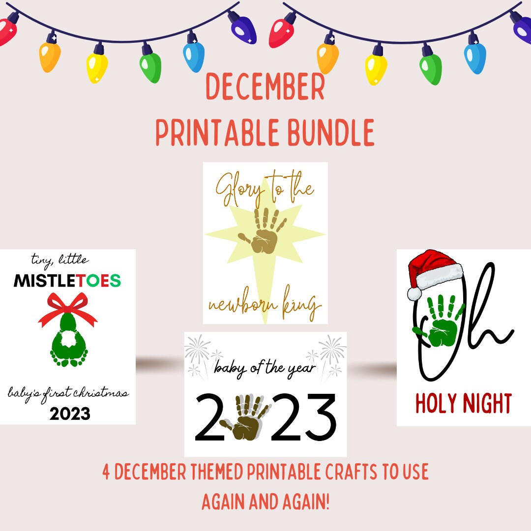 December Handprint Keepsake Bundle, Toddler Christmas Craft, Baby ...