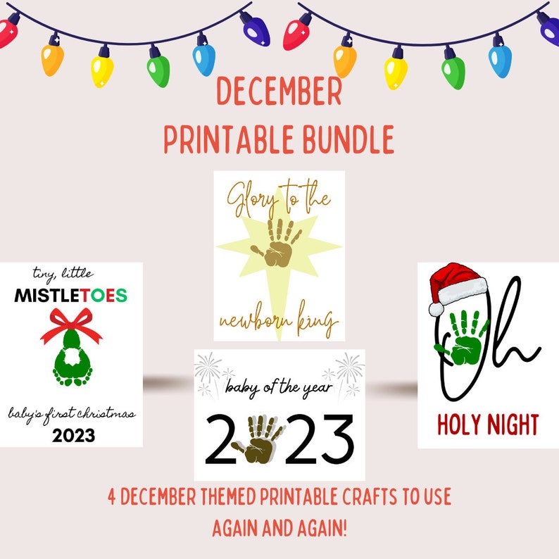 December Handprint Keepsake Bundle, Toddler Christmas Craft, Baby ...