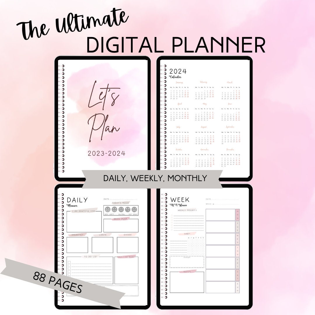 Digital Planner 2023 2024 Digital Planner, Daily, Weekly, Monthly ...