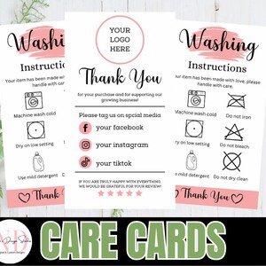 Washing Instructions, SVG Shirt Care Card, Sublimation Tshirt Care Tag ...