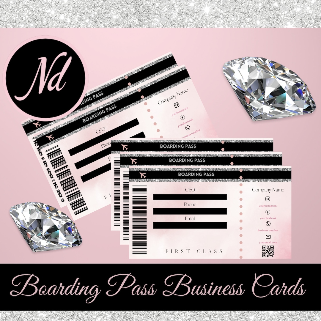 Boarding Pass Business Cards,business Card Template,editable, Printable ...