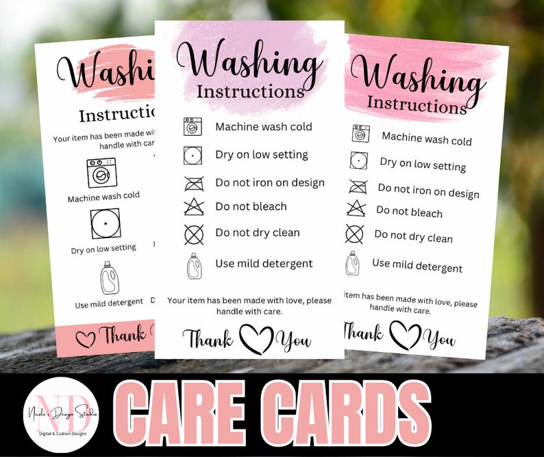 Washing Instructions, SVG Shirt Care Card, Sublimation Tshirt Care Tag ...