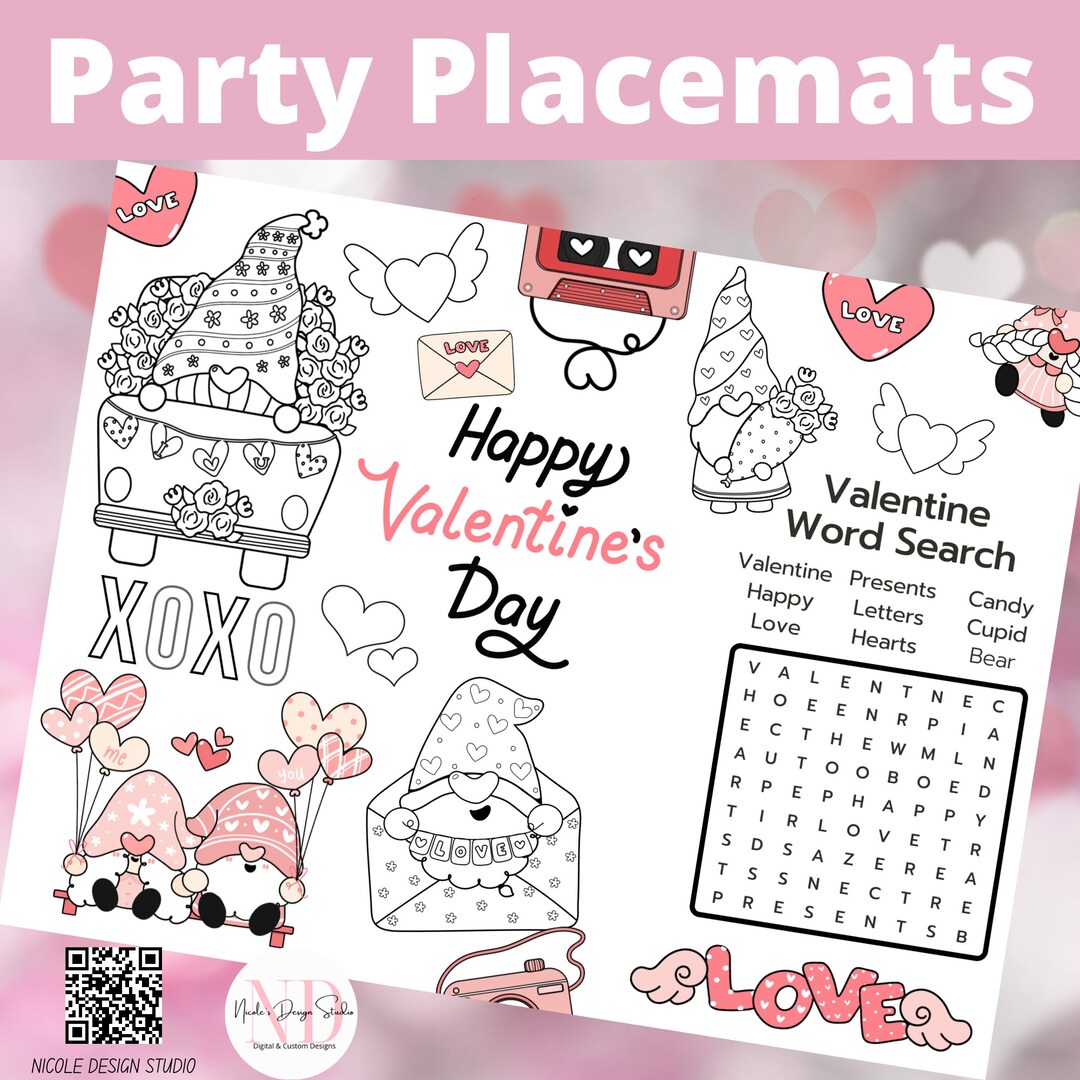 Valentine's Day,birthday Party Printable,kids Activity Sheet,kids Party ...