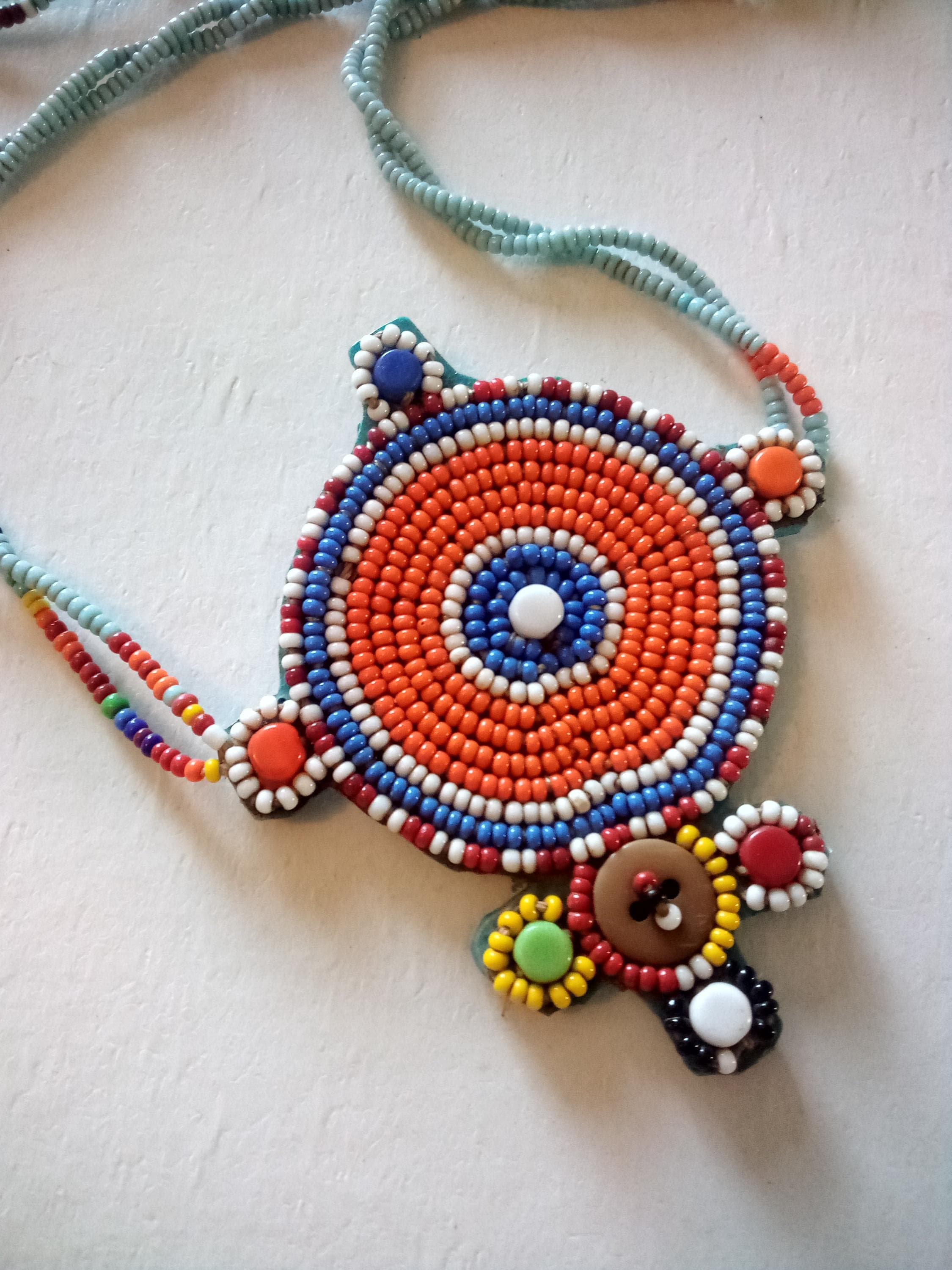 Kenyan Maasai Beaded Medallion Necklace - Etsy