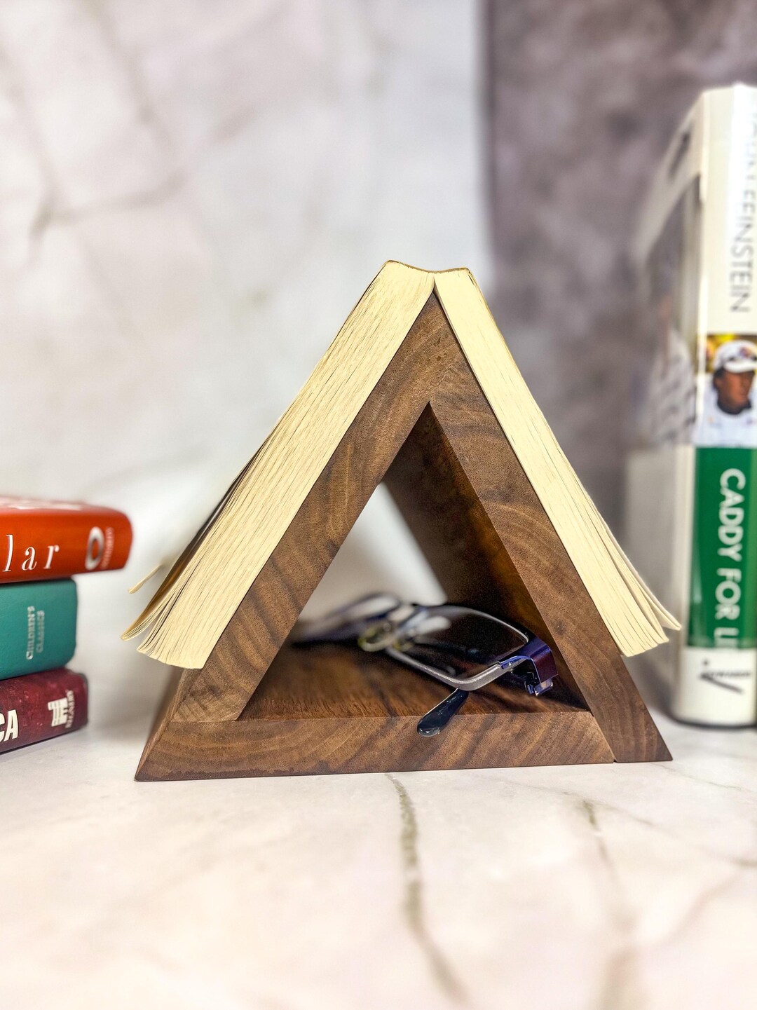 Book Stand/ Nightstand Book Holder/ Wood Book Stand/ Wood Bookmark ...