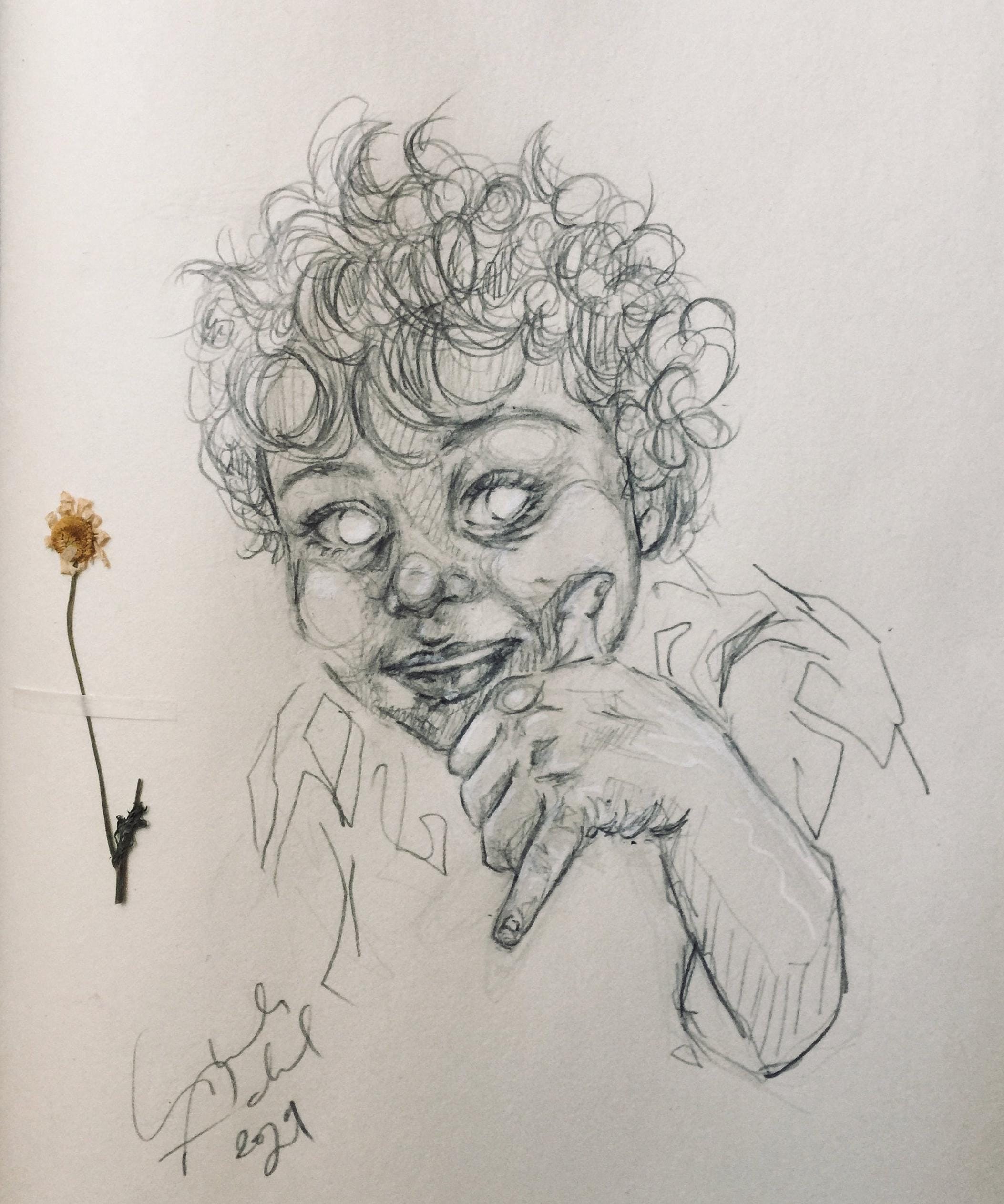 Small Custom Hand Drawn Pencil Portrait Sketch, Mini Portraits ...