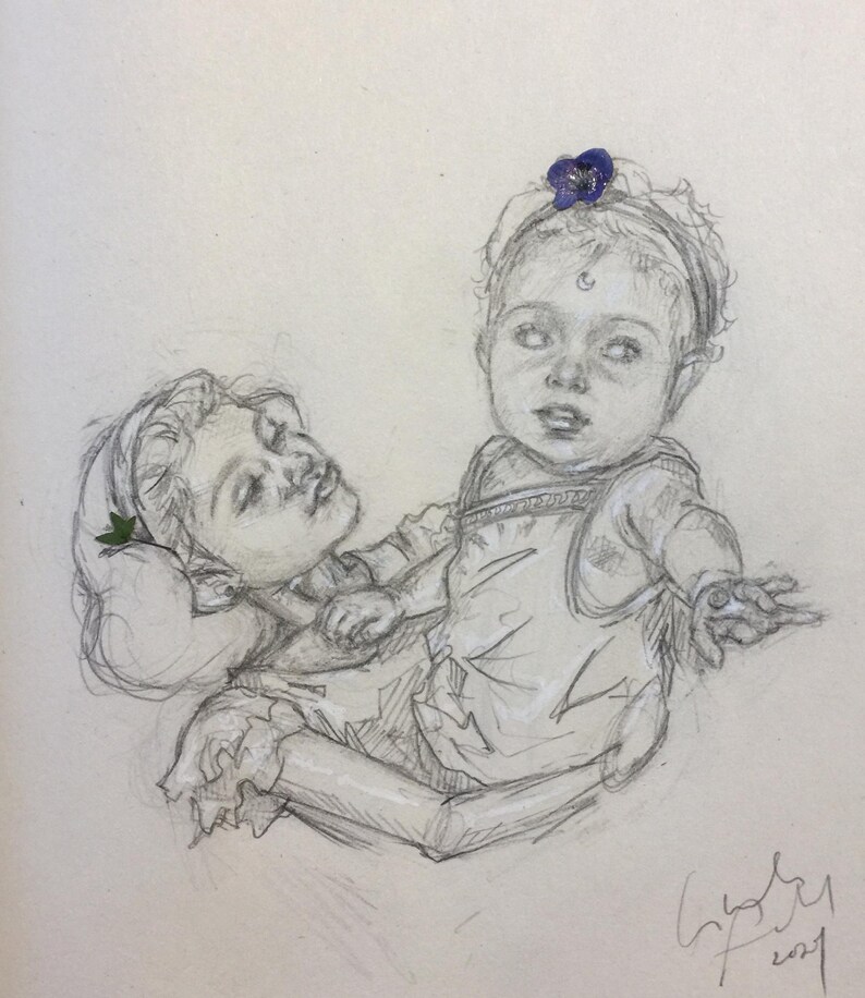 Small Custom Hand Drawn Pencil Portrait Sketch, Mini Portraits ...