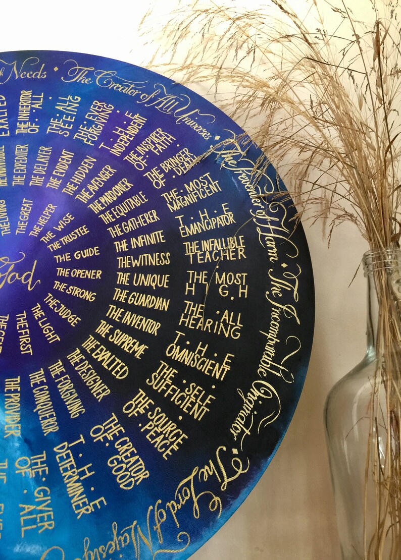99 Names of Allah in English, Original Islamic Wall Art, Acrylic Hand ...