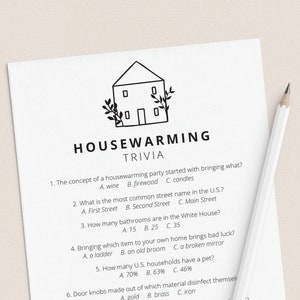 Housewarming Trivia Printable House Trivia Quiz With Answers - Etsy