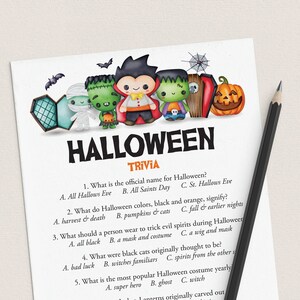 Kids Halloween Trivia Printable Halloween Quiz for Kids Fun - Etsy