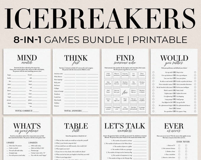 Icebreaker Games Printable Conversation Starters Icebreaker Bingo Get ...