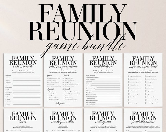 Printable Family Reunion Games Bundle Family Reunion Party Games Family ...