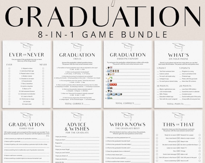 Simple Graduation Party Games Printable Modern Grad Games Class of 2026 ...