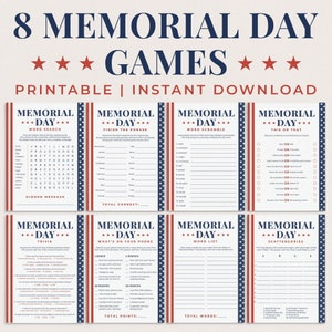 Printable Memorial Day Games for Kids and Adults Patriotic Party ...