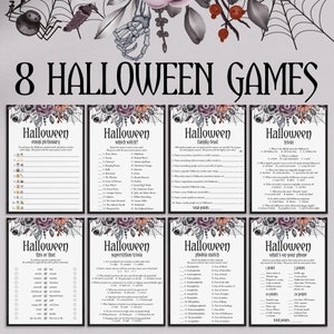Halloween Party Games Bundle Printable Dark Moody Halloween Games Black ...
