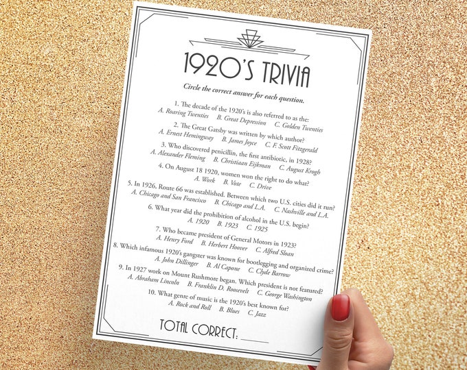 Roaring 20s Match-the-slang Game Printable for Gatsby Art Deco Bridal ...