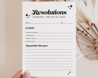2025 Resolutions Printable Minimalist New Year Resolution Card ...