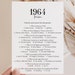 1964 Trivia Facts About 1964 Printable 60s Quiz 61st Birthday Ideas ...