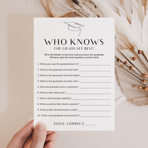 Who Knows the Graduate Best Game Printable How Well Do You Know the ...