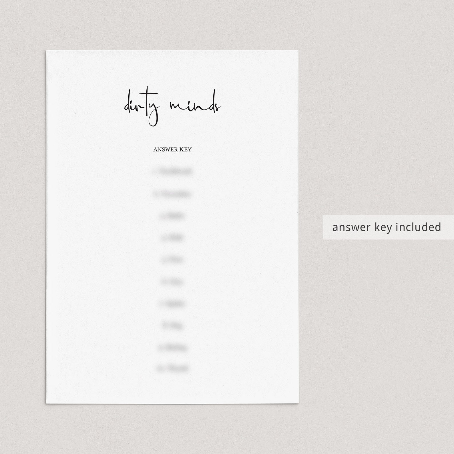 Dirty Minds Game Printable Dirty Riddles Bachelorette Game - Etsy