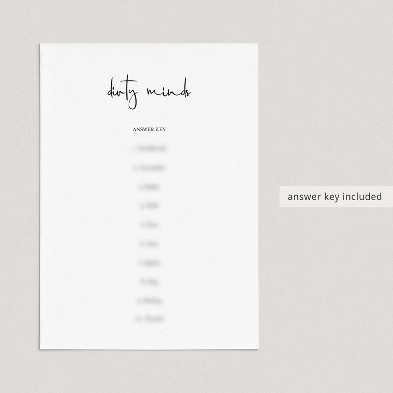 Dirty Minds Game Printable Dirty Riddles Bachelorette Game - Etsy